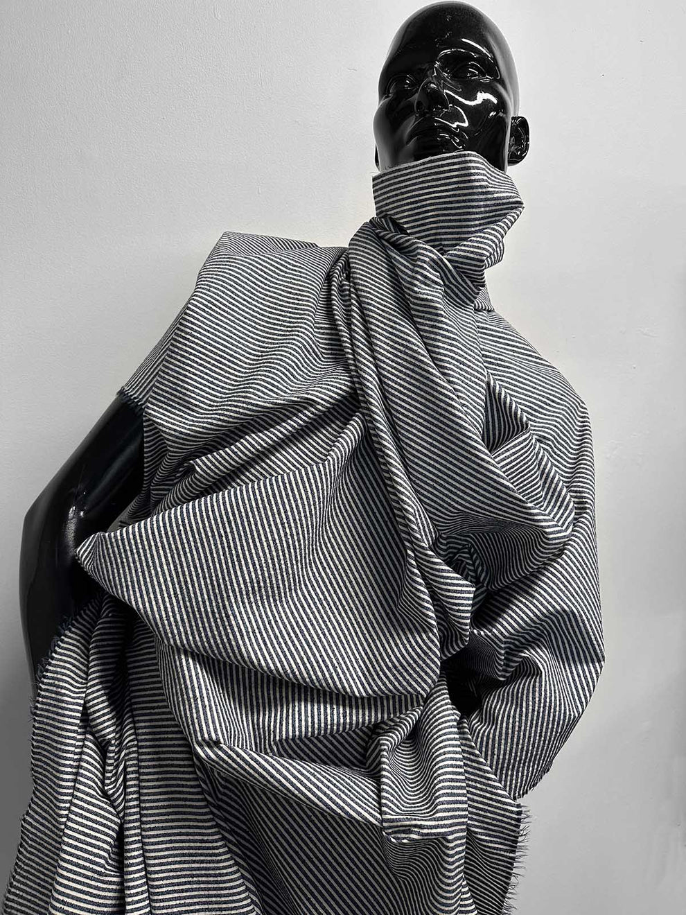 Deadstock Italian Fabric Railroad Bouclé Navy Striped Cotton – L'Etoffe ...