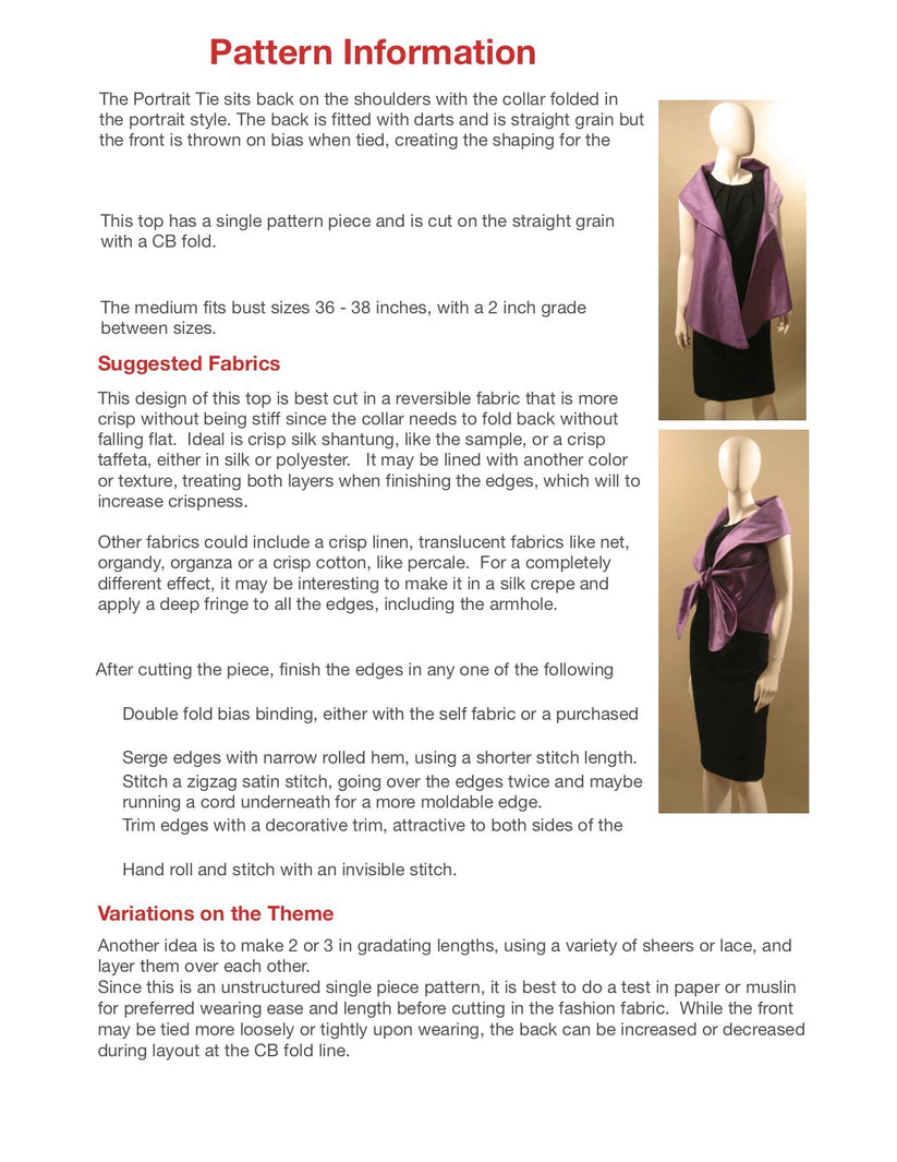 Portrait Tie Top Pattern Center for Sewing Pattern – L'Etoffe Fabrics LLC